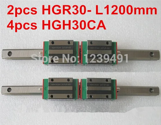 2pcs HIWIN linear guide HGR30 L1200mm with 4pcs linear carriage HGH30CA ...