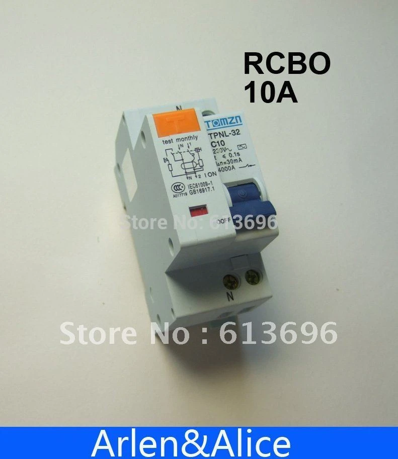 DPNL 1P+N 10A 230V~ 50HZ/60HZ Residual current Circuit breaker with ...