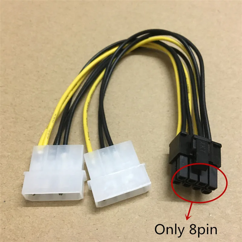 6 inch 2 x Molex 4 pin to 8-Pin PCI Express Video Card Pci-e ATX PSU ...