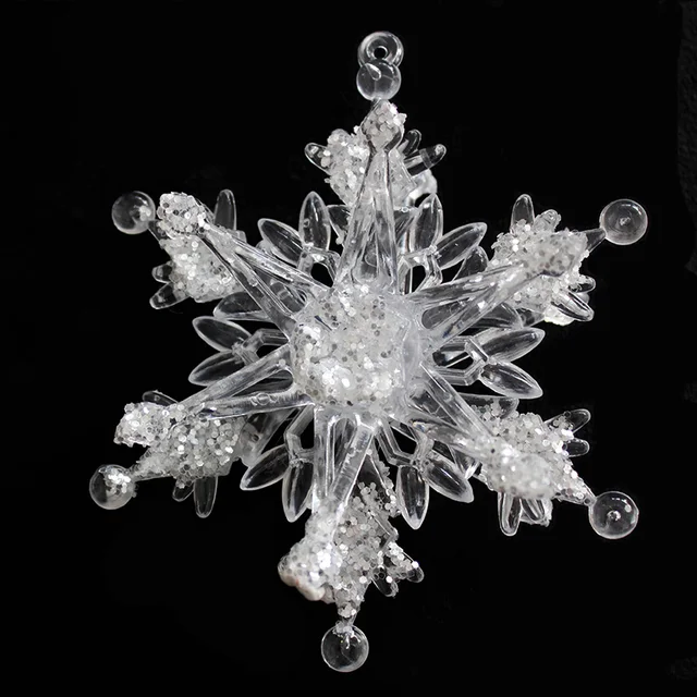 10CM 4pcs Acrylic Snowflake 3D Solid Snowflake Christmas Ornaments ...