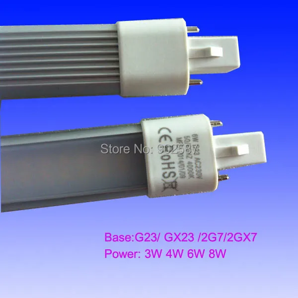 50pcs/lot GX23 G23 G23H 2G7 PL LED lamp 4w 5w 6w 7w 8w SMD2835 165*27mm ...