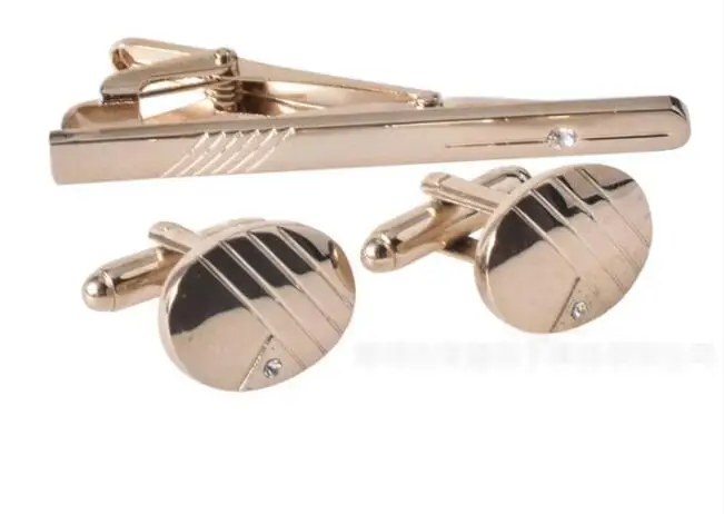 CuffLinks Tie Clip Set Gold Crystal Cuff Links&Tie Clip Sets Shirt ...