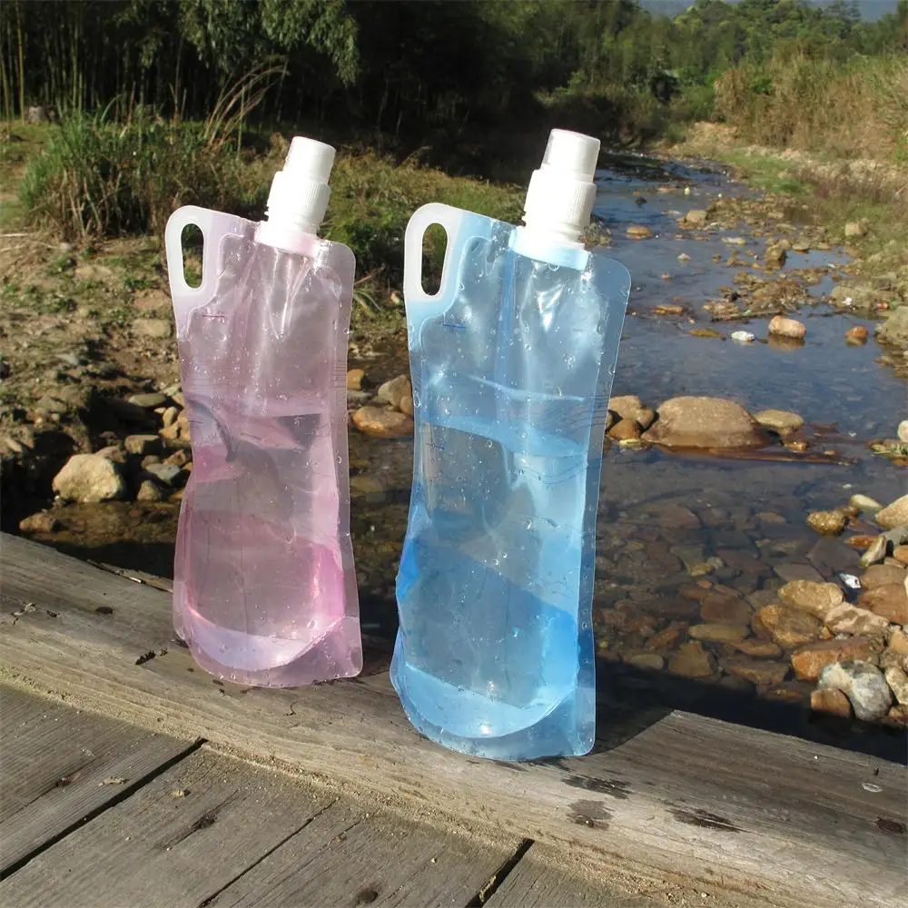 1 liter tasteless PE folding water bag cover drawing drinking water ...