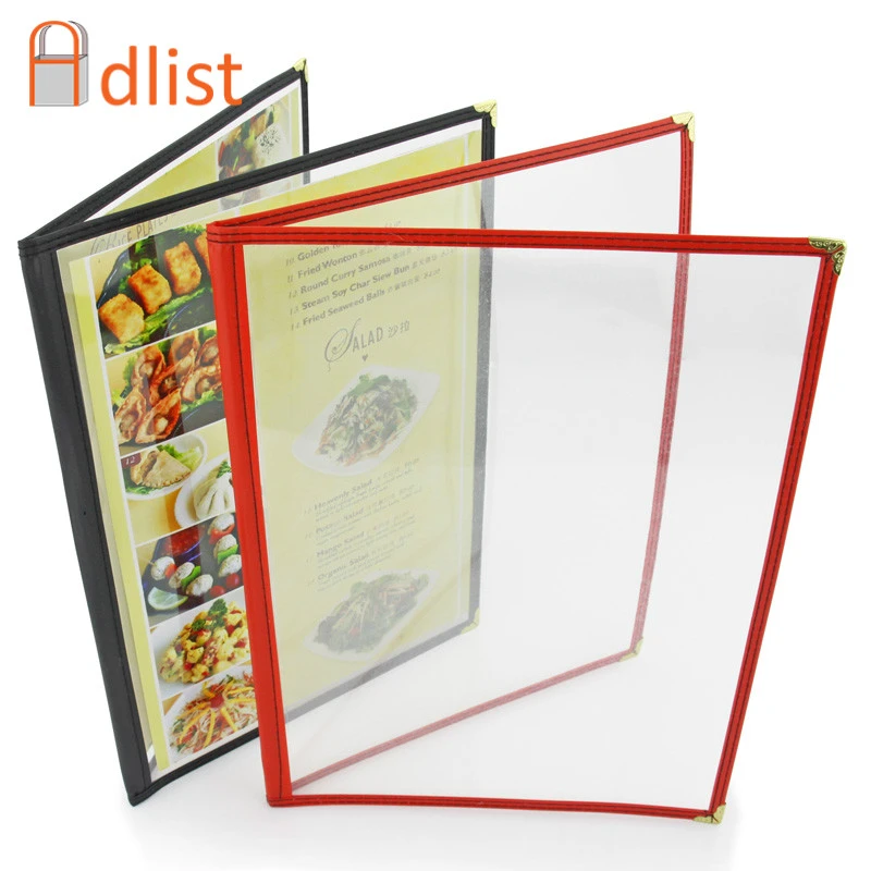 Transparent Restaurant Hotel Plastic Menu Cover Folder For A4 2 Sheet ...