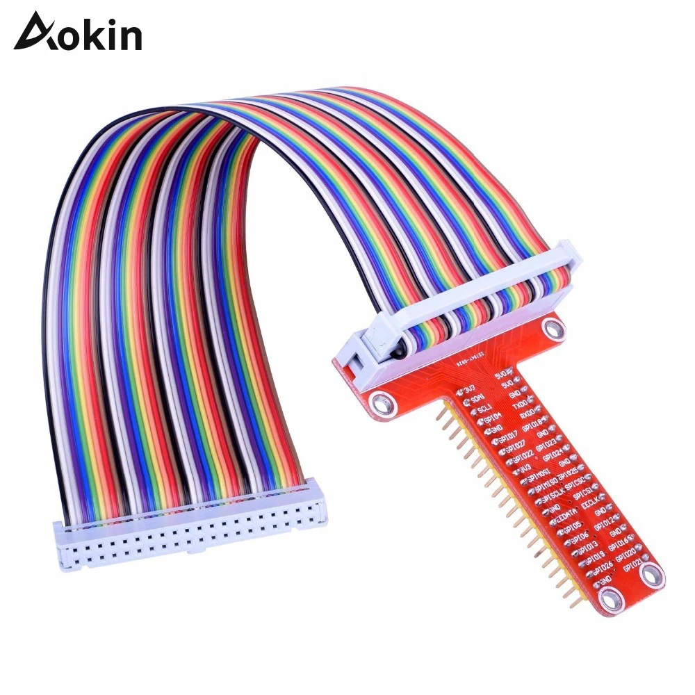 40 Pin RPi GPIO Breakout Expansion Board + 40pin Flat Ribbon Cable For ...
