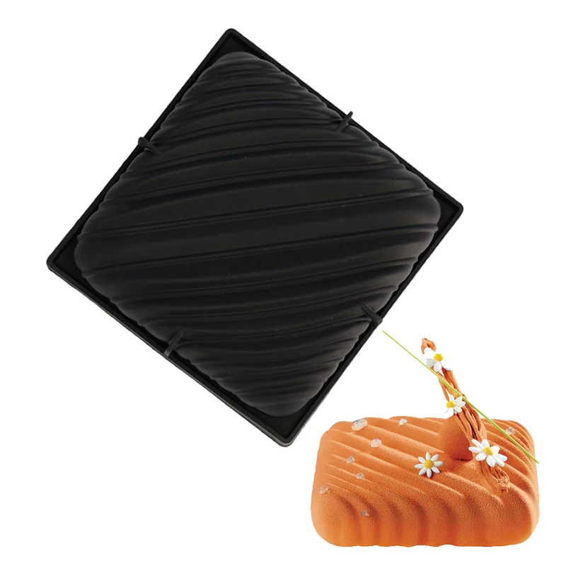 1Pcs Square Stripe Shaped 3D Silicone Mold Cake Molds Baking Cake Pan ...