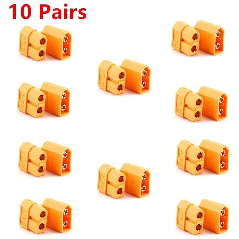 10 Pairs Xt60 Yellow Battery Connector Set Male Female Gold Plated ...