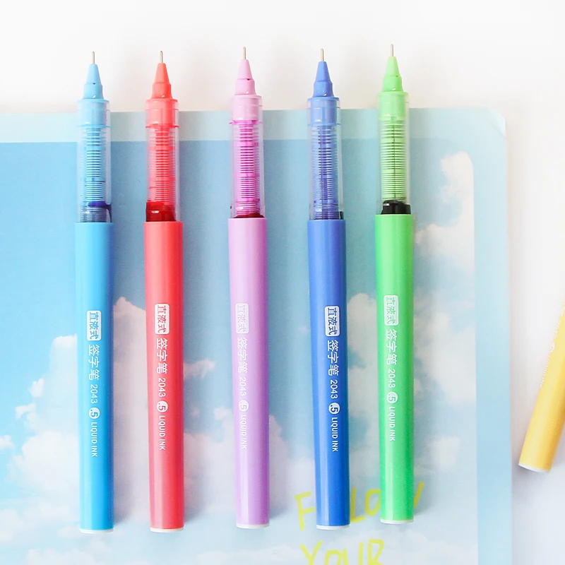 56 pcs/Lot Rainbow color gel ink pen 0.5mm Syringe nib ball point pens ...
