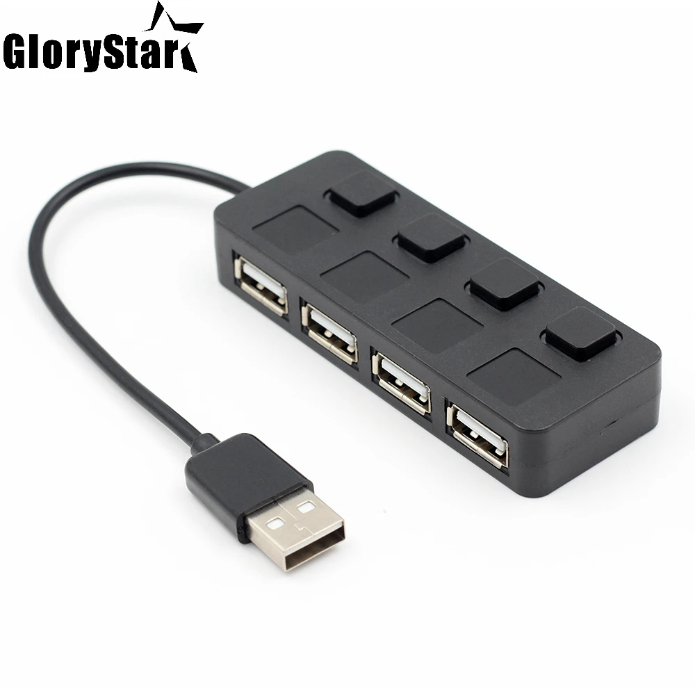 Concentrador de red USB 2,0 de alta velocidad, 4 puertos, portátil, divisor, interruptor de ...