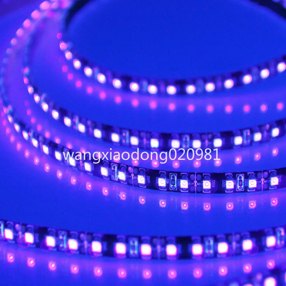 블랙 PCB 3528 자외선 nm 인 5 메터 SMD 보라색 600 LED 120 leds/M 유연한 LED 스트립 빛 방수 ...