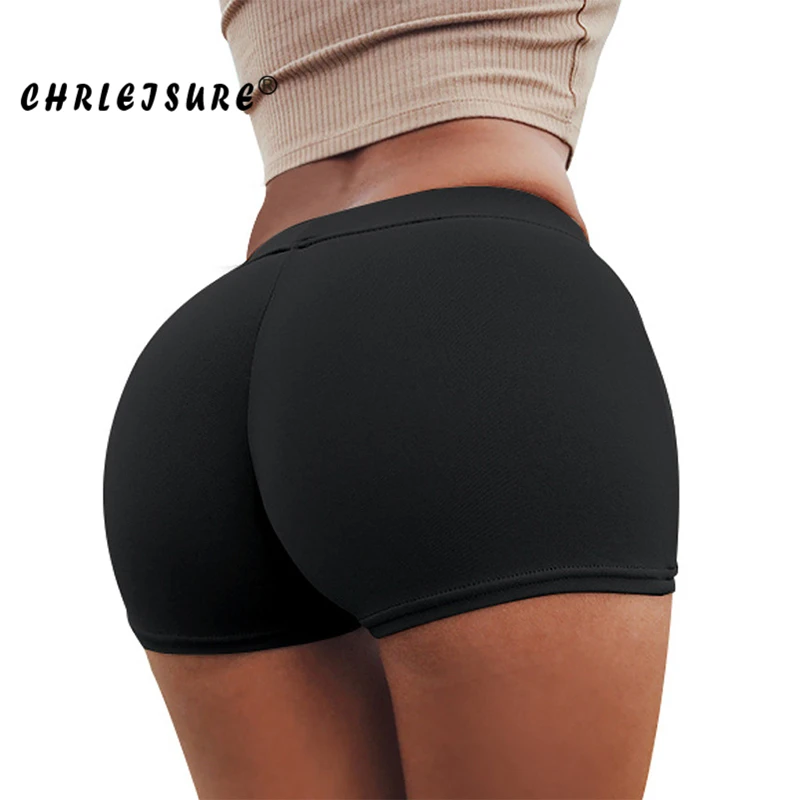 Chrleisure Push Up Shorts Women Spring 2018 Polyester Solid Europe And