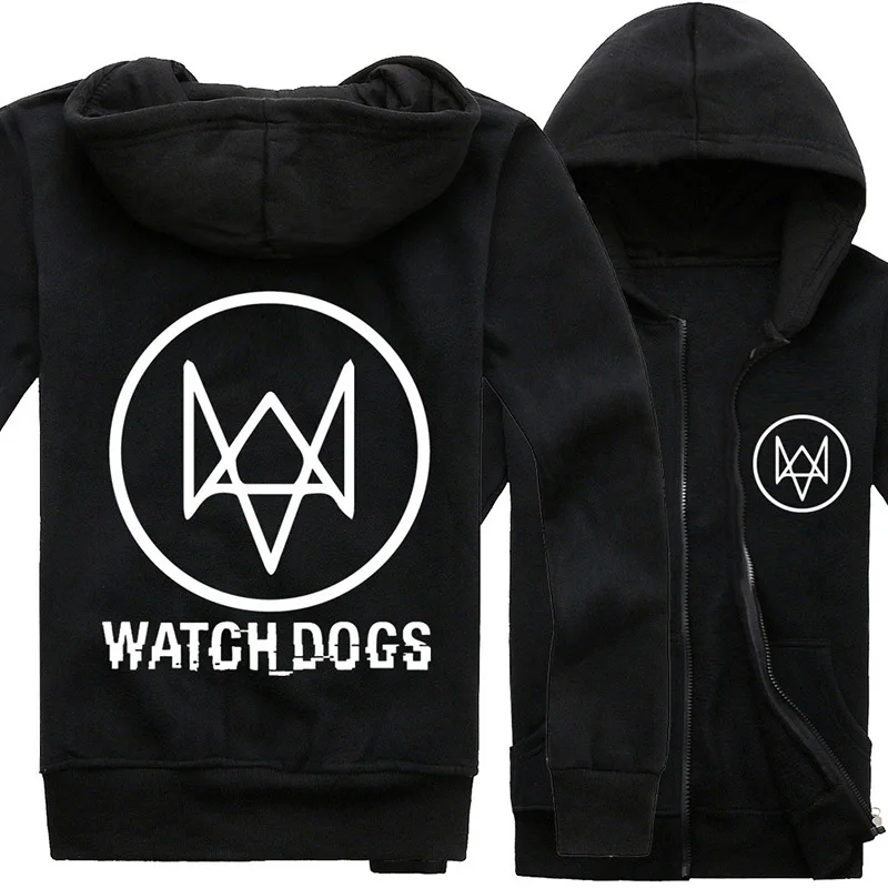 Watch Dogs Zipper Hoodies Fleece Pullover Sweatshirts Warm Top Round ...