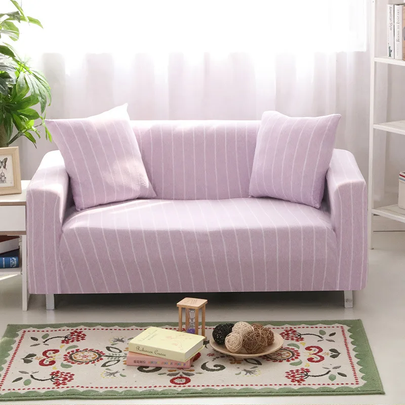 Purple/Beige Stripe Sofa Cover Tight All inclusive Sofa Towel Slipcover ...