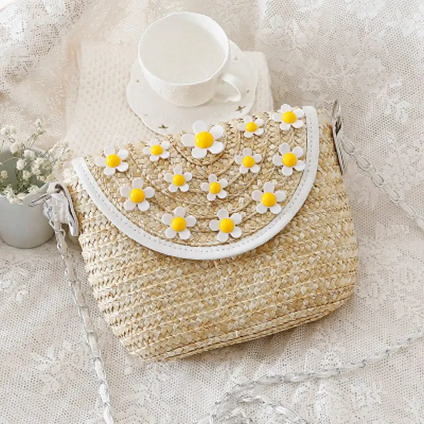 New Clamshell Acrylic Daisy Dawn Rattan Bag Fashion Ethnic Style Woven ...