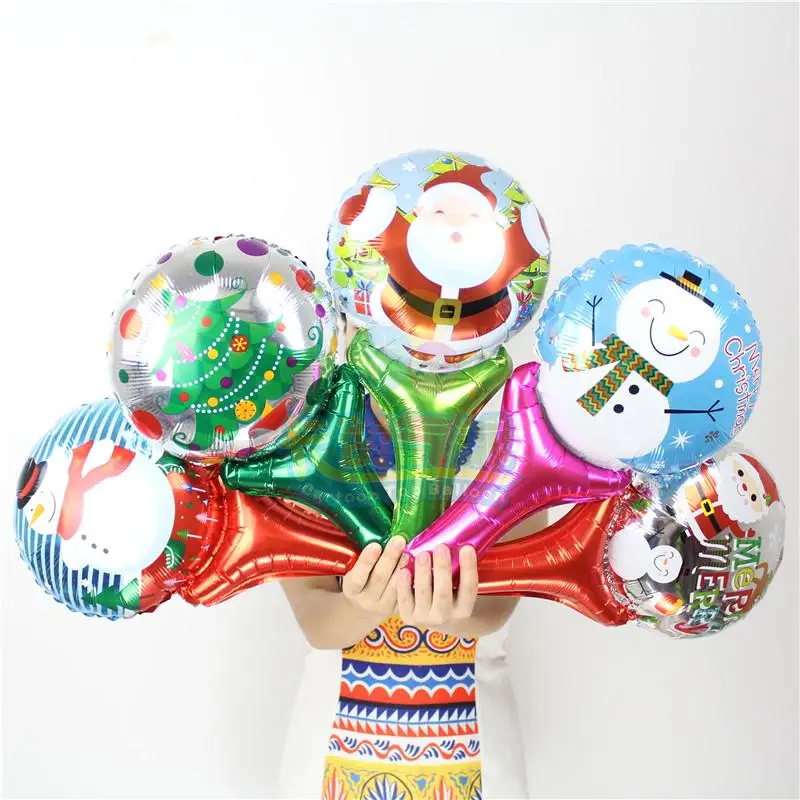 20pcs/lot merry christmas hand sticks balloon cheering stick foil globo ...