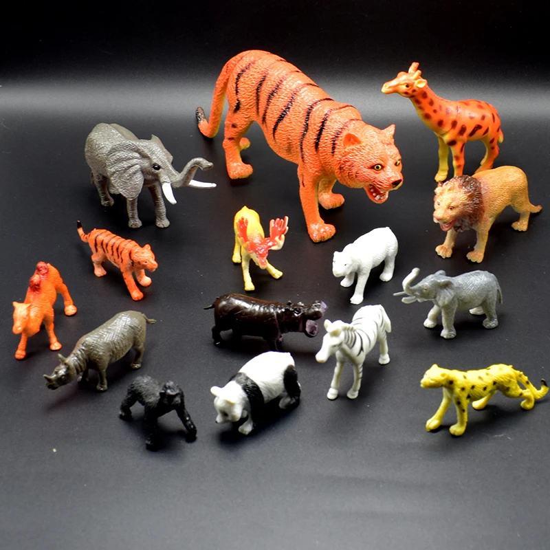 15Pcs/lot 3 20CM PVC Simulation Wild Animals Model of tiger Africa ...