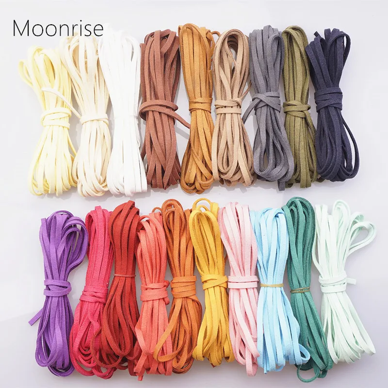 5mm 5m/roll Multi Color Flat Faux Suede Cord Korean Velvet Leathe Rope ...