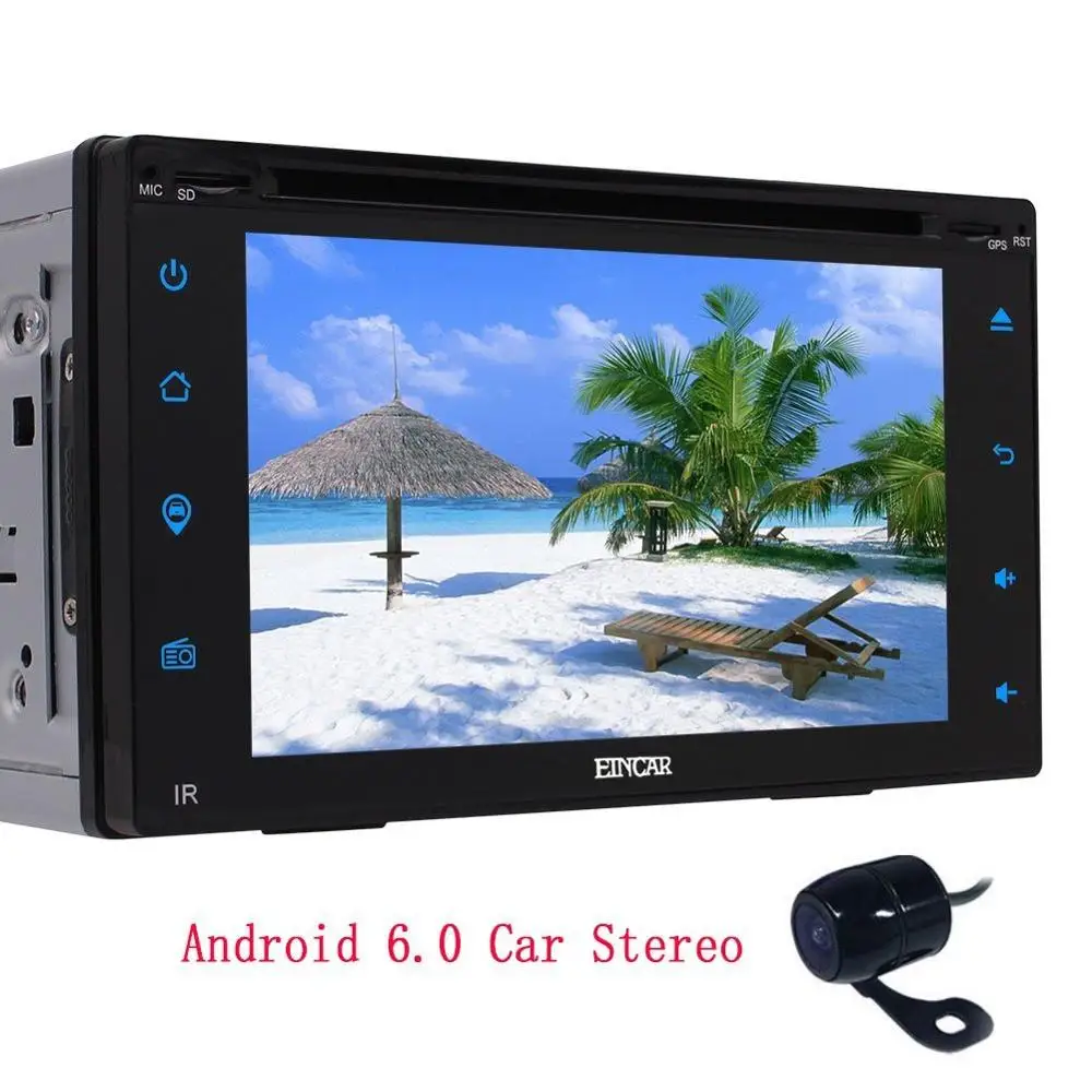 Android 6.0 Wifi in Dash 2Din Car headunit Deck GPS Navigation Player ...