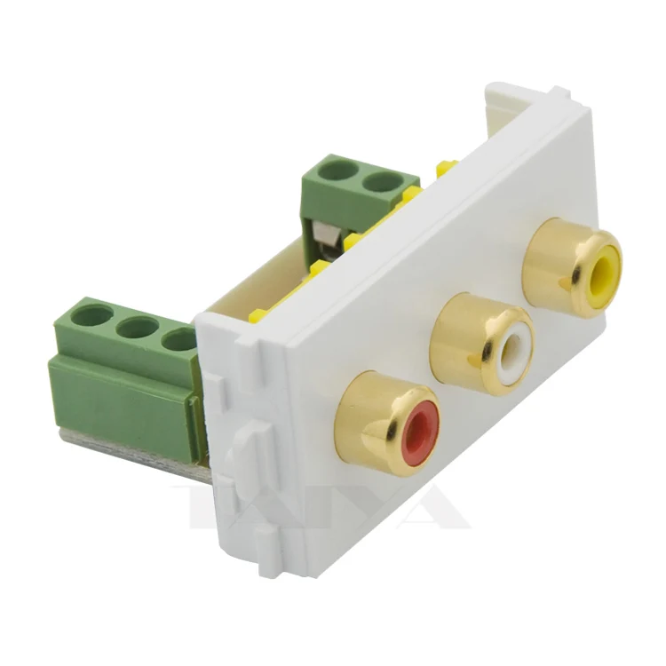 Golden 3RCA AV multimedia connector with back side screw connectors ...