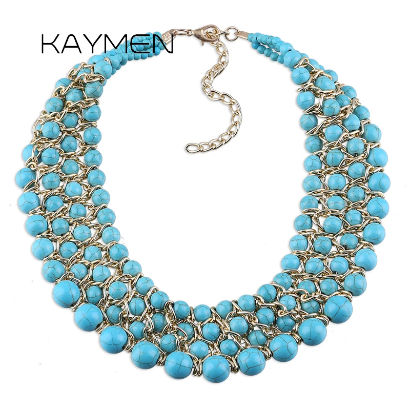 KAYMEN-Fashion-New-Imitation-Turquoise-Stands-Weaving-Statement ...