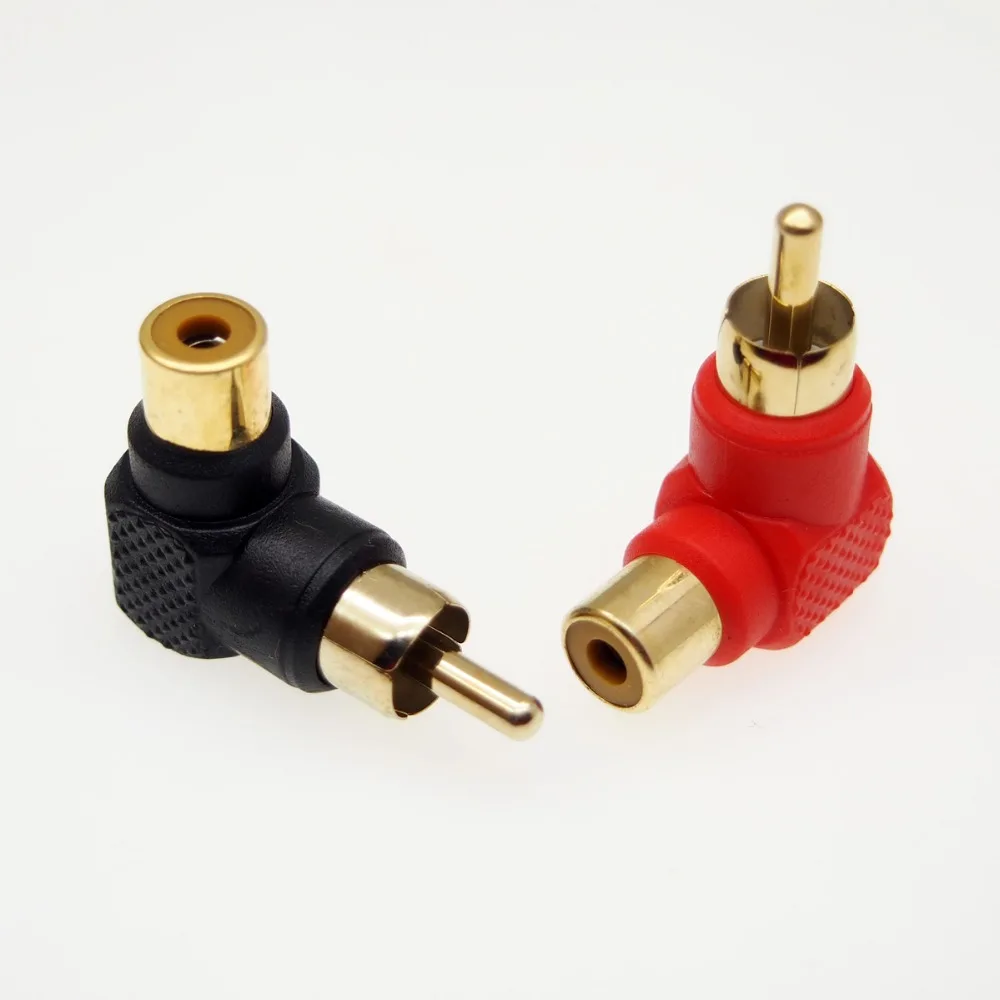 5pcs Gold Plated RCA Adapter Connector RCA Male to RCA Female 90 degree ...
