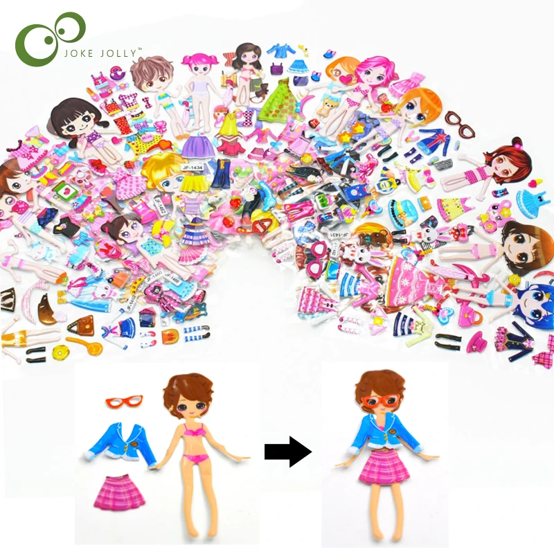 Cartoon Dress up Stickers 3D Stickers Fashion Brand Kids Children Girls ...