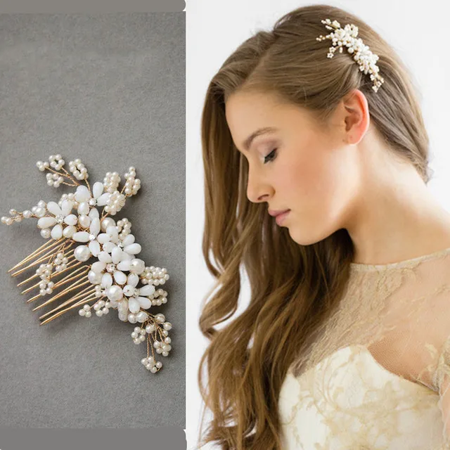 Dower Me Delicate Perlen Perlen Haarschmuck Hochzeit Kamm Haarschmuck