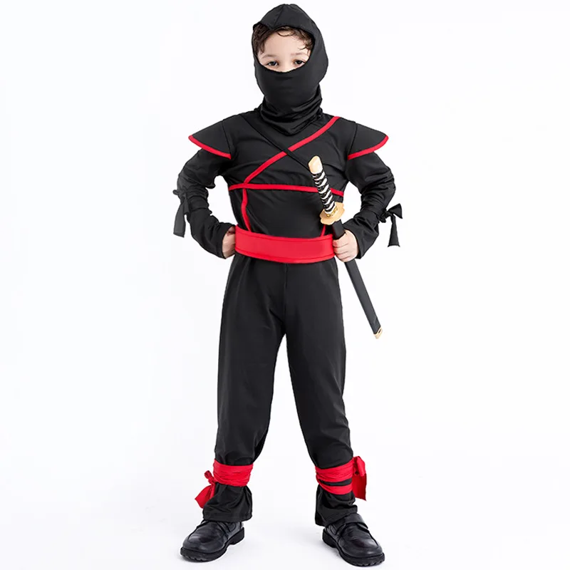 Child Anime Black Ninja Warrior Costume Ninja Kids Cosplay Super ...