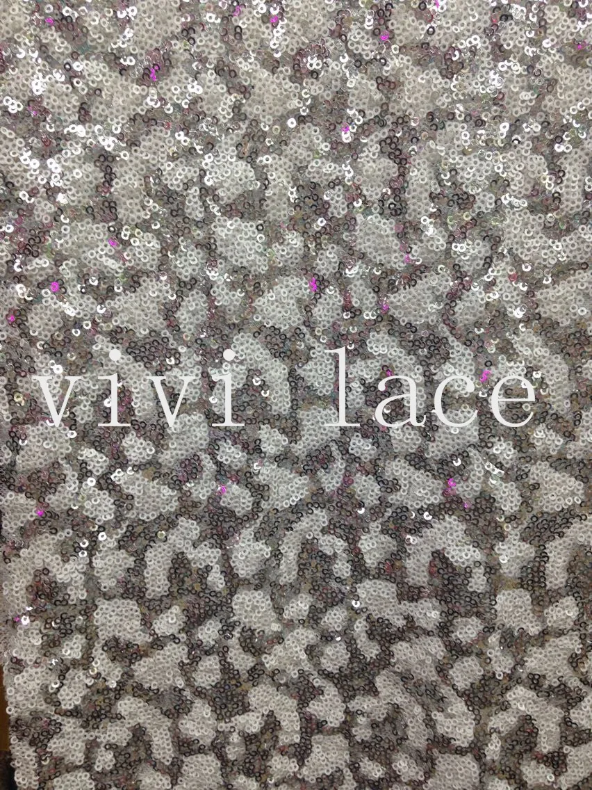 5yards XH009 silver sequin paillette embroidery lace mesh african ...
