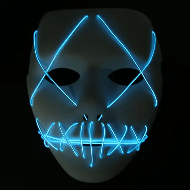 Halloween Mask Slit Mouth LED Light Up Cosplay Funny Glow Masks Scary ...