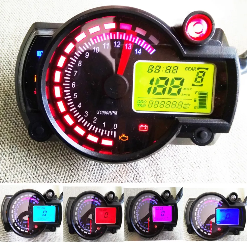 Samdo Universal 299 Kmh Mph 7 Color Digital 14000rpm Speedometer ...