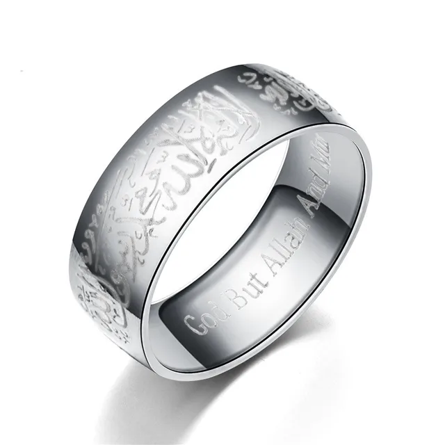 Titanium Steel Quran Message rings Muslim religious Islamic halal words ...