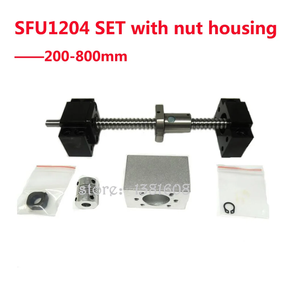 SFU1204 SET:SFU1204 Length 200 to 800 mm Rolled Ball Screw C7 with End ...