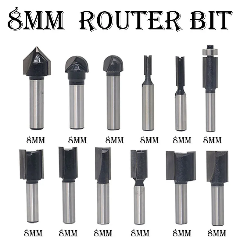 Carbide Wood End Mills 8mm shank Woodworking Groove Milling Cutter ...