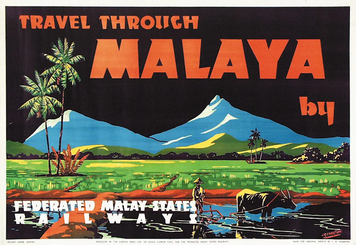 Asia Travel Posters Travel through Malaya by Train Classic Wall ...