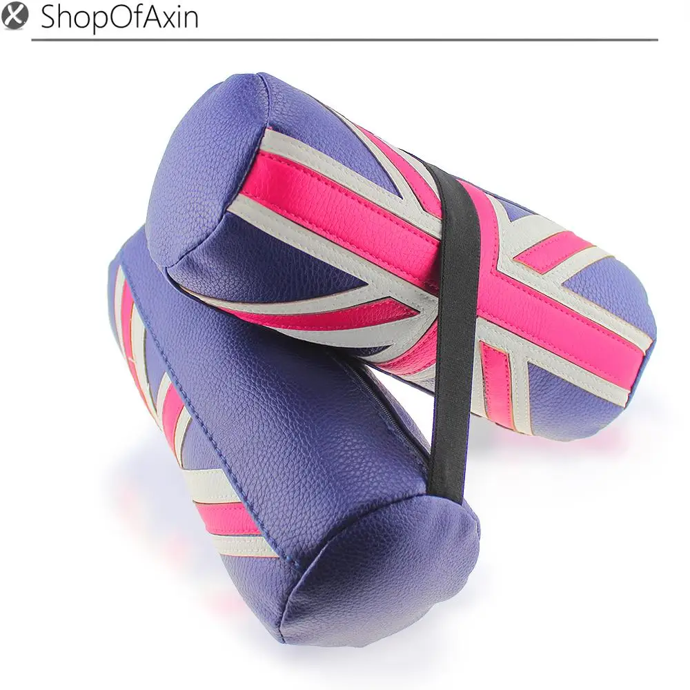 2 PC Leather Car Neck Pillow cushion with Fastening Strap for MINI ...