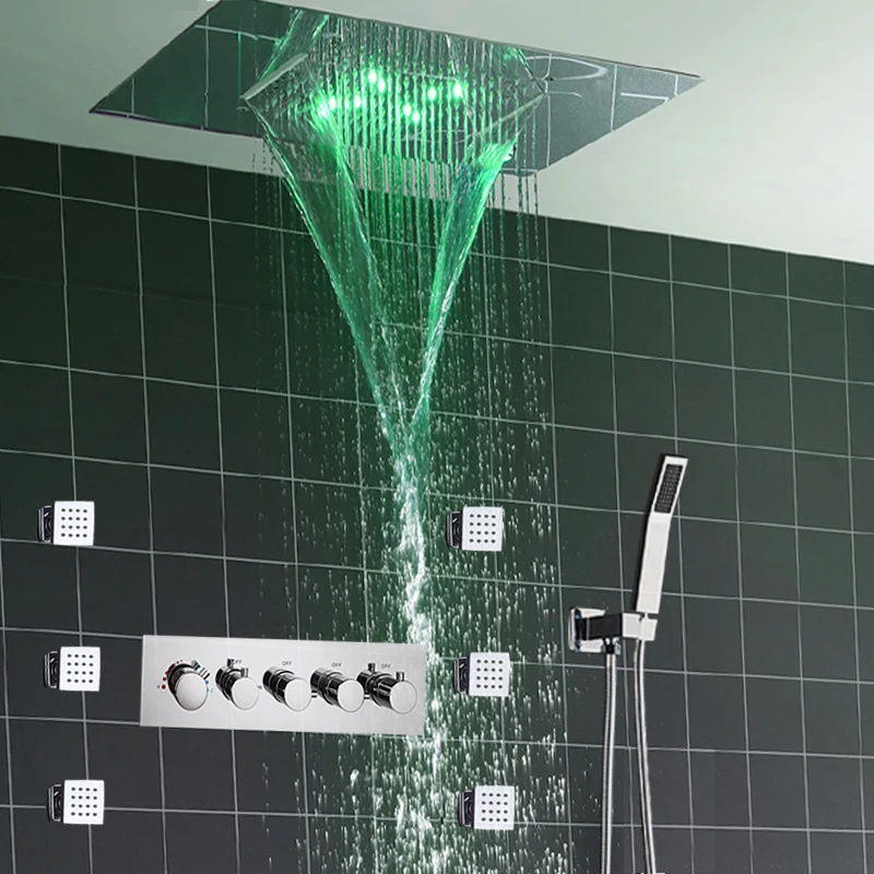 Moderne-Dusch-armaturen-Set-Decke-Einbau-LED-Regen-dusche-Set-Wasserfall-Massage-Dusch-paneel-K ...