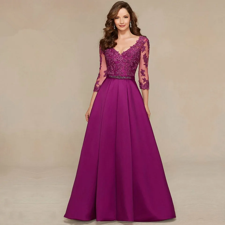 2017 New Arrival Appliques Backless Design Sexy V Neck Evening A Line
