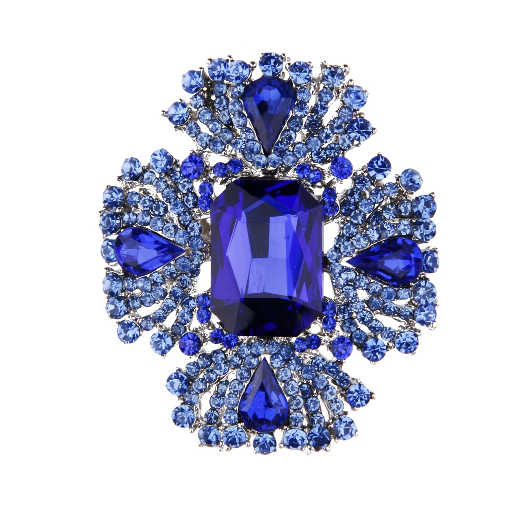 Charm Women Wedding Diamante Crystal Brooches Brooch Pin Blue Jewelry ...