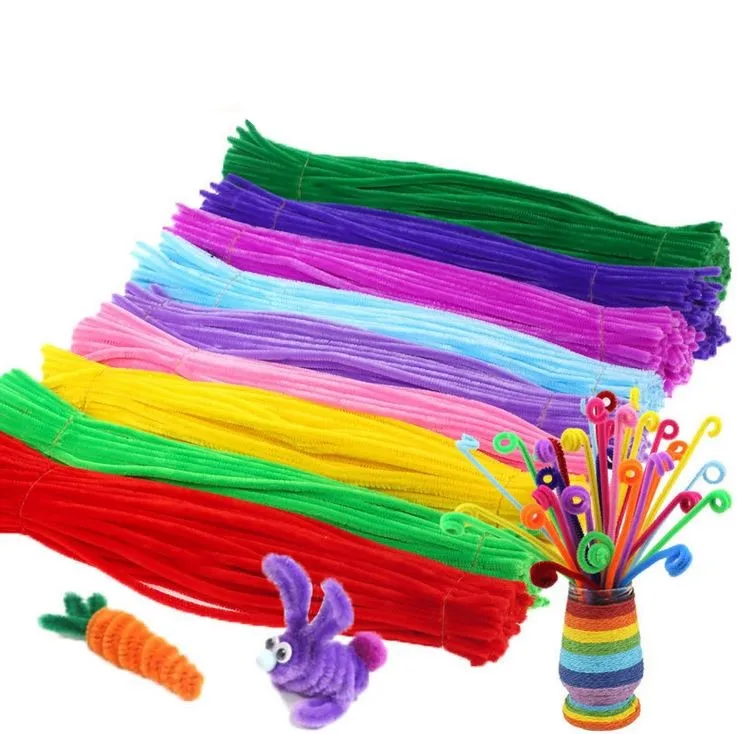 100pcs/lot Kids Child Plush Sticks Colorful Colors Diy Materials ...
