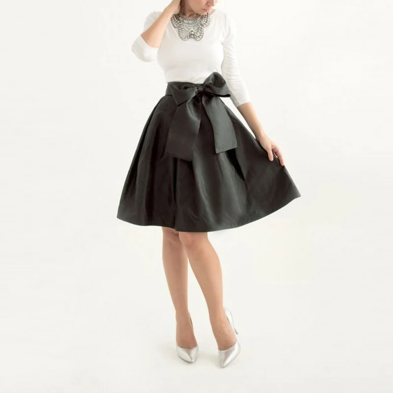 Big Bow Waistline A Line Knee Length Skirt Custom Made Skirts Women