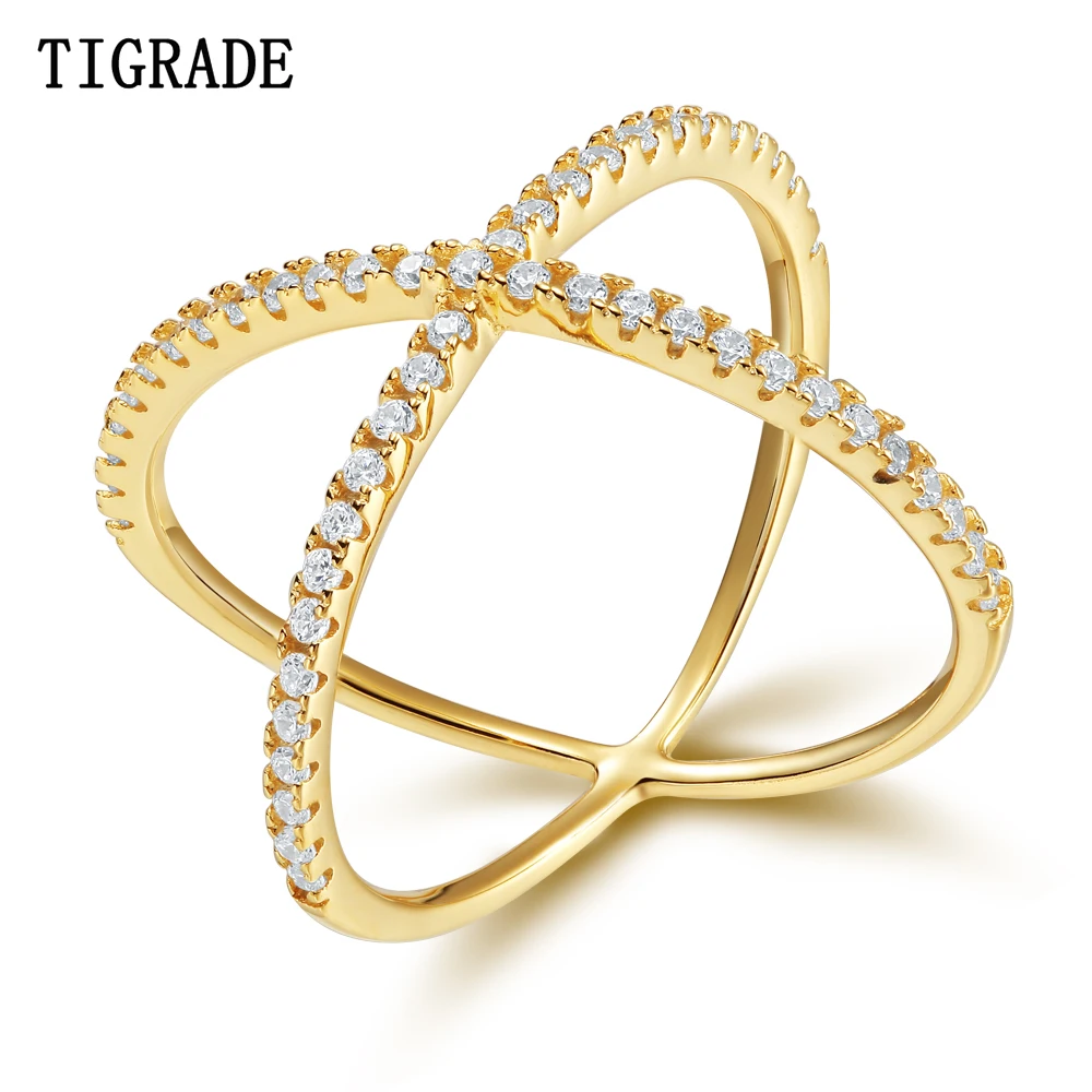 TIGRADE Cruz de Ouro Anéis Para As Mulheres 925 Anel de Prata Cubic ...