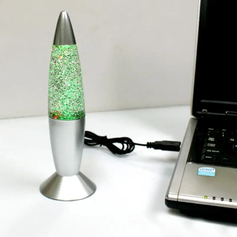 3D Rocket Multi Color Changing Lava Lamp RGB LED Glitter Party Mood ...