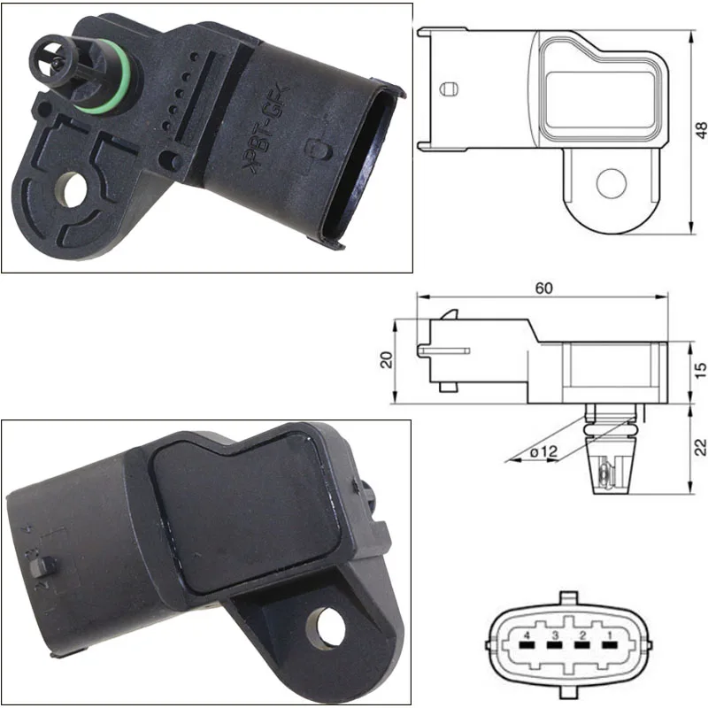 2.5bar 2.5 bar MAP Manifold Sensor de Pressão Absoluta para a SAAB 9 3 ...