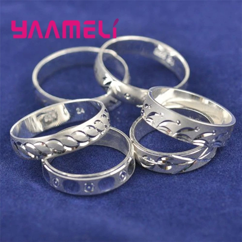 50pcs-Wholesale-925-Sterling-Silver-Bands-Rings-for-Women-Men-Chinese ...
