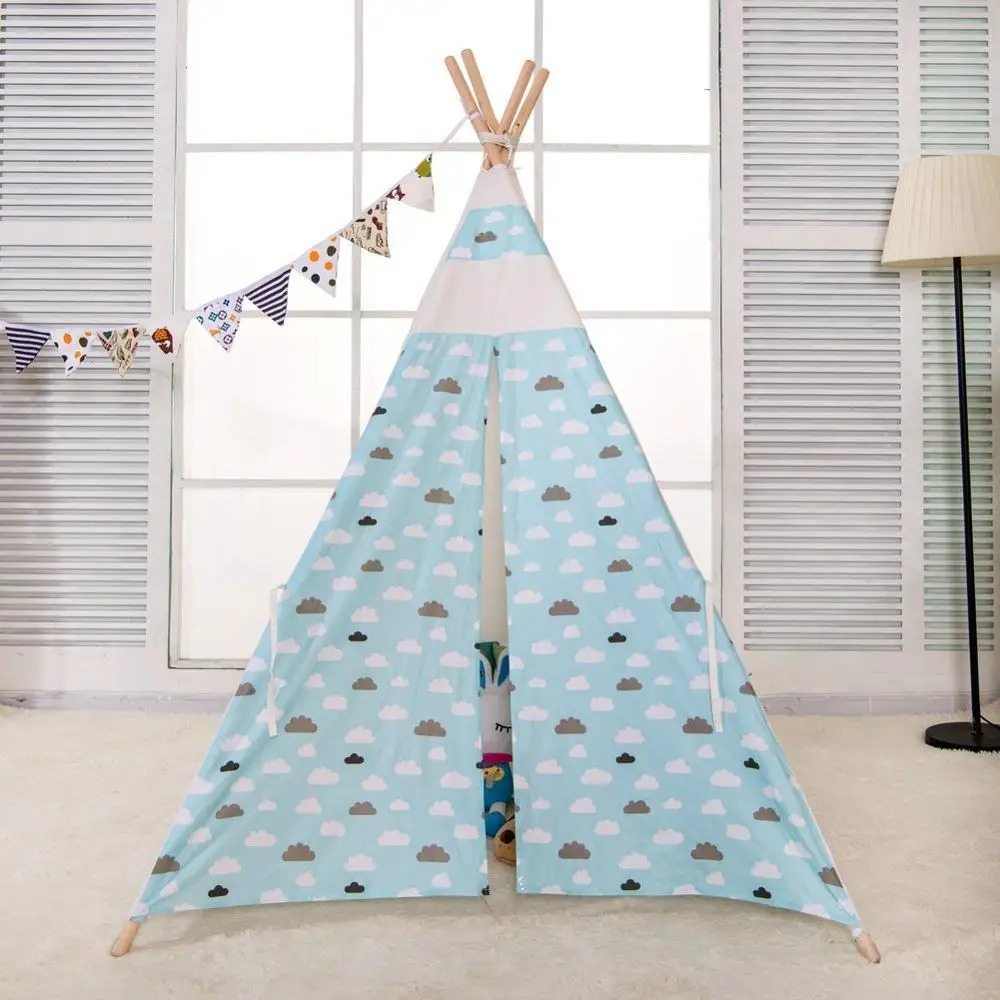 Large Canvas Kids Teepees with Pom Poms (15 Types) - Cute Kids Corner