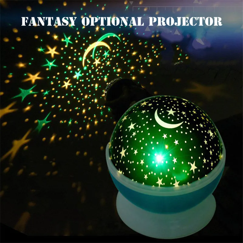 Romantic Rotating Star Moon Sky Rotation Projector Novelty Starry USB ...