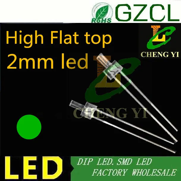Ultra brightness 2mm Electrical indicator led Green 2mm tower dip led ...