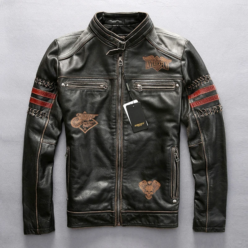 Aliexpress.com : Buy Genuine leather motorcycle racing jacket AVIREXFLY ...