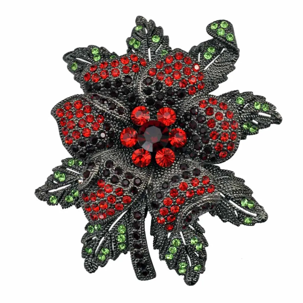 Fashion Simplicity Flowers Brooch Classic Austrian Red Crystal Brooches ...